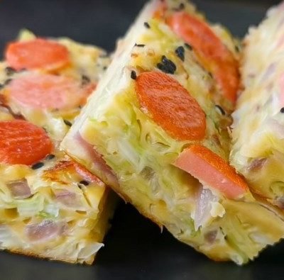 Cabbage Pizza With Onion, Egg, and Sausages Recipe – Cook It